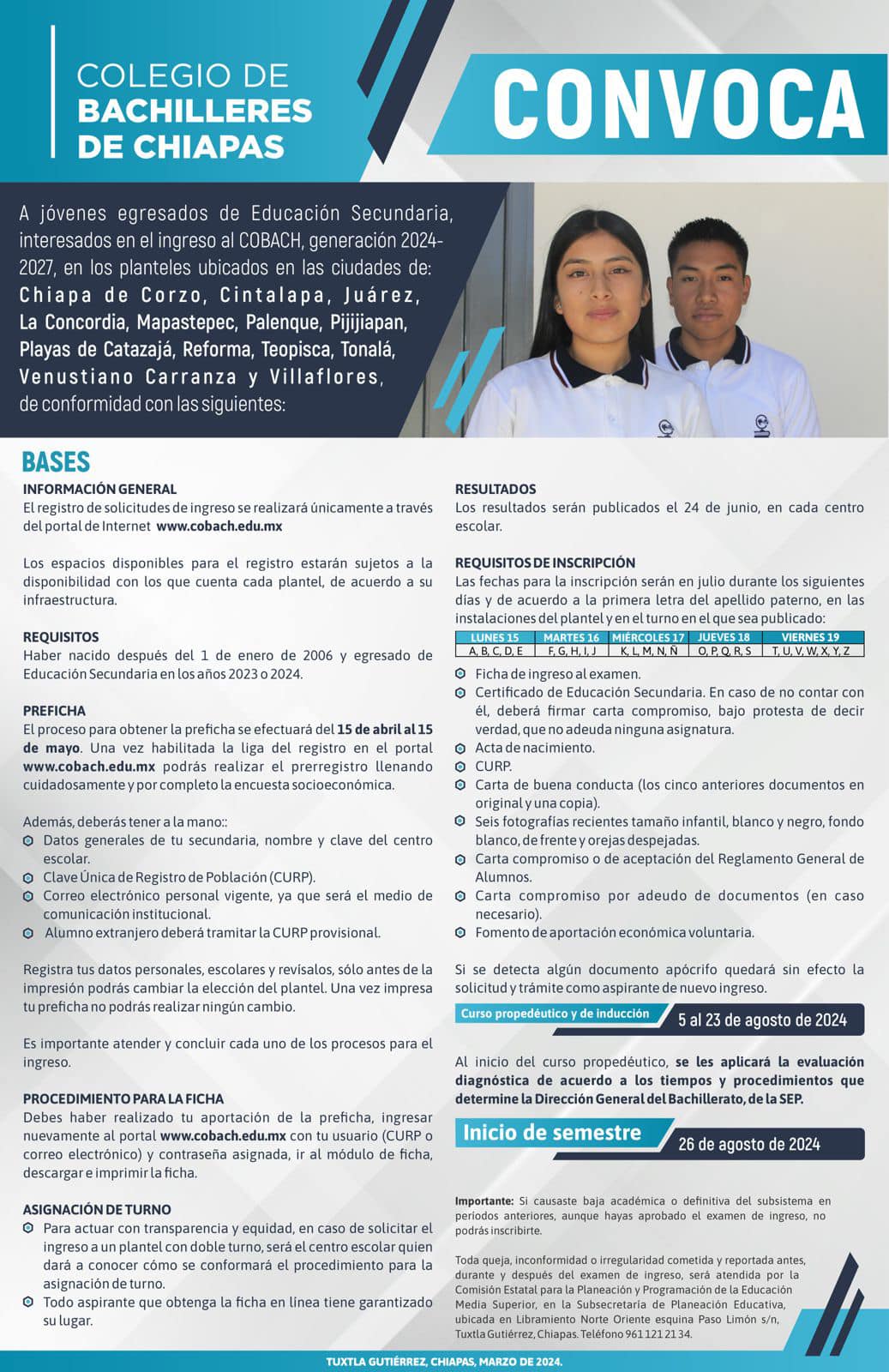 Cobach emite convocatoria de nuevo ingreso 2024 – Prensa Cobach